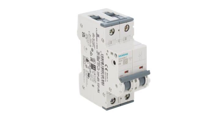Siemens 5SY4206-7 Sentron 5SY4 MCB, 2P Poles, 6A Curve C, 400V AC, 10 ...
