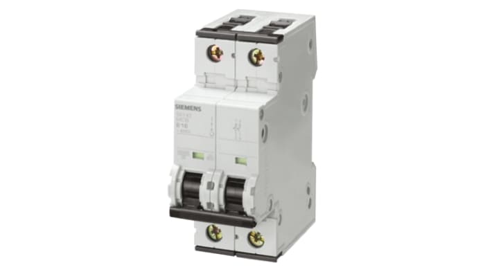 Siemens 5SY4206-8 Sentron 5SY4 MCB, 2P Poles, 6A Curve D, 400V AC, 10 ...