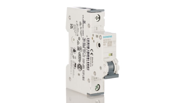Siemens 5SY6102-7 Sentron 5SY6 MCB, 1P Poles, 2A Curve C, 230V AC, 6 kA ...