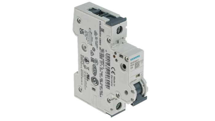 Siemens 5SY6104-7 Sentron 5SY6 MCB, 1P Poles, 4A Curve C, 230V AC, 6 kA ...