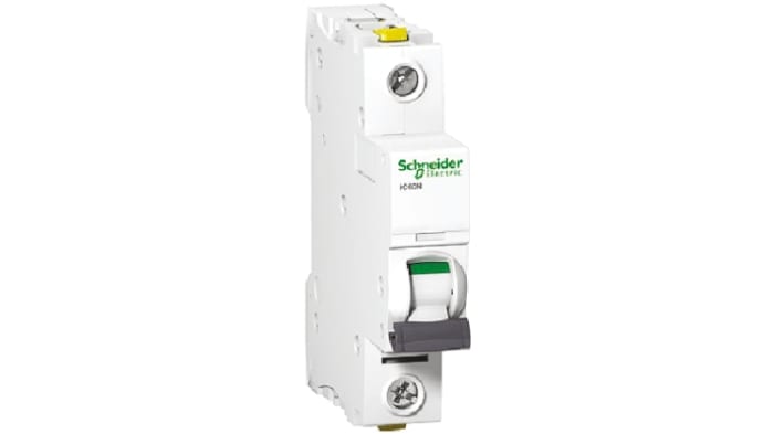 Schneider A9F55163 Acti 9 iC60H Miniature Circuit Breaker, 1P Poles, 63A Curve D, 100 → 133V AC ...